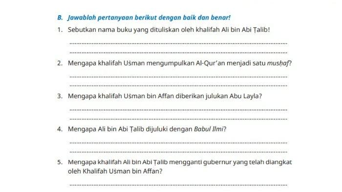 Kunci Jawaban PAI Kelas 6 SD/MI Halaman 187, 188, 189 Kurikulum Merdeka, Tentang Jasa Khalifah ...