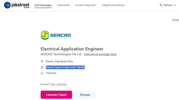 Lowongan Kerja Batam - PT SEACAD Technologies Buka Loker Electrical ...