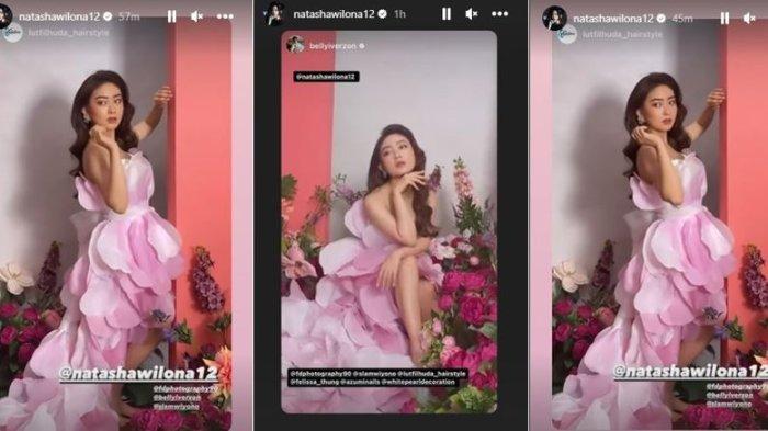 Natasha Wilona Tampil Menawan saat Pemotretan dengan Gaun Merah Muda - Tribunbatam.id