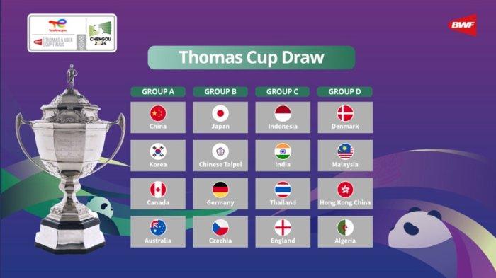 Jadwal Thomas Cup dan Uber Cup 2024, Putra Indonesia vs Inggris, Putri Indonesia vs Hong Kong ...