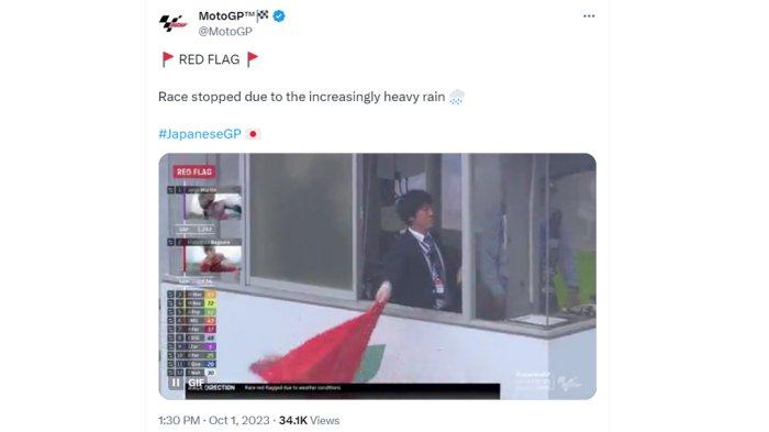 Red Flag MotoGP Jepang 2023 di Lap 13 Karena Hujan Deras, Jorge Martin ...
