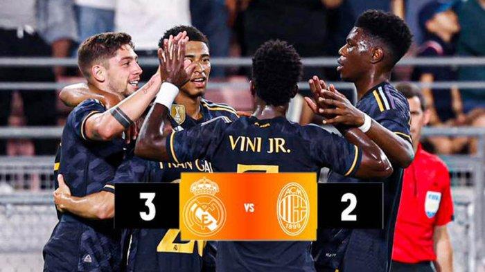 Hasil Real Madrid vs AC Milan, Valverde Cetak 2 Gol,Vinicius Jr 1 Gol, Real Madrid Menang ...