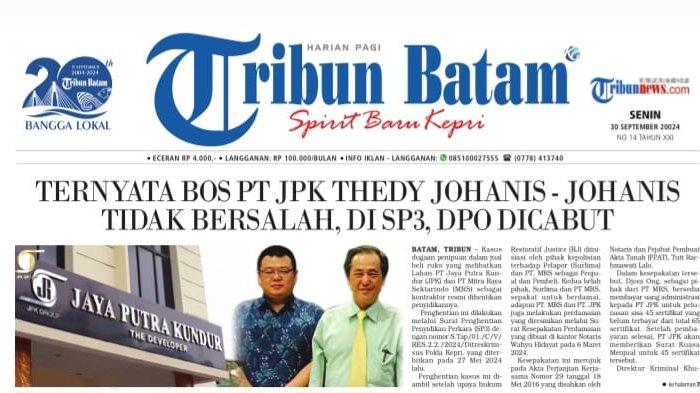 Tenyata Bos PT JPK Thedy Johanis - Johanis Tak Bersalah, di SP3, DPO ...