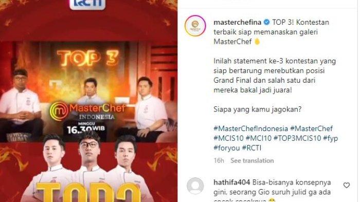 Live Streaming MasterChef Indonesia 10, TOP 3 Kedatangan Bintang Tamu BCL - Tribunbatam.id