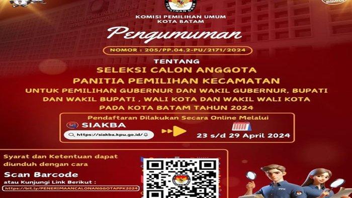 Pilkada Batam 2024 - KPU Ungkap Syarat Daftar Calon PPK Pilwako Batam ...