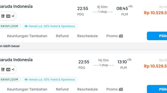 Fantastis Harga Tiket Pesawat Padang ke Palembang Naik Drastis Rp 10 ...