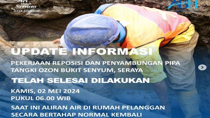 Air Batam Hilir Pastikan Relokasi Pipa di Bukit Senyum Selesai, Tak Ada ...