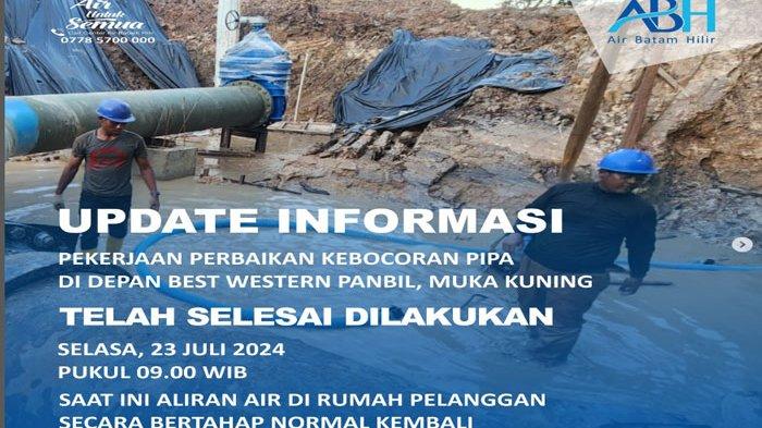 Air Batam Hilir Sebut Perbaikan Pipa Bocor Depan Best Western Panbil ...