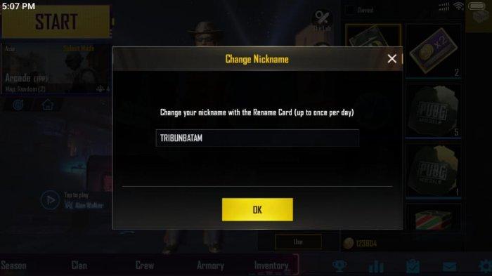 Cara Mudah Ganti Nickname Karakter untuk Players Game PUBG Mobile, Miliki Rename Card ...
