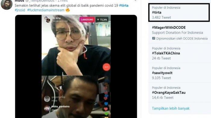 dr Tirta jadi Trending Twitter, Viral Isi Diskusi Soal Konspirasi Covid ...