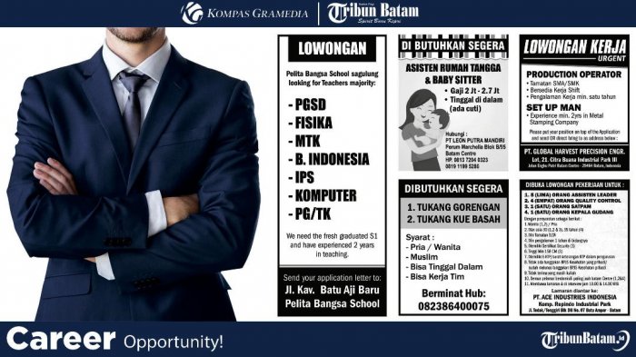 5 Posisi Ini Lagi Dibutuhkan, Berikut Lowongan Kerja di Batam yang ...