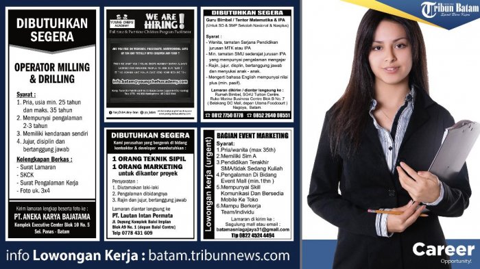 Loker Batam Hari Ini - Ada 5 Info Lowongan Kerja, Yuk Cek Posisi dan ...