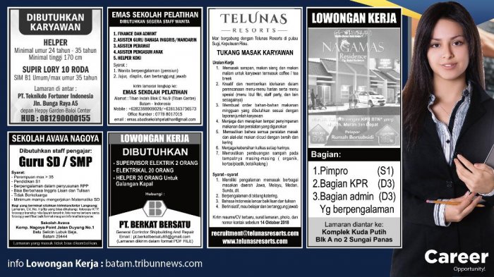 LOKER BATAM HARI INI - 6 Info Lowongan Kerja dengan Beragam Posisi, Yuk ...