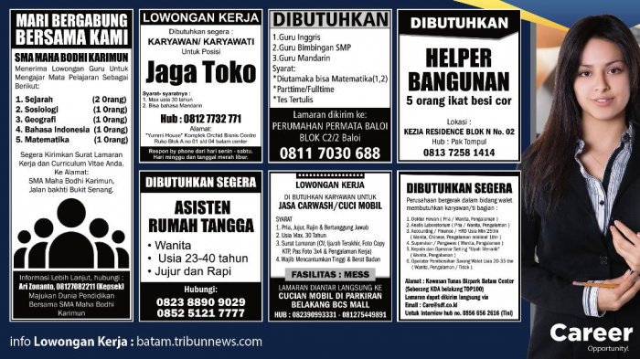LOKER BATAM HARI INI - Siapa Tahu Berjodoh, Inilah 7 Info Lowongan ...