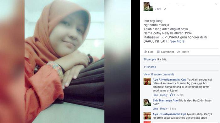 Mahasiswi Unrika yang Hilang Sudah Ditemukan Malam Tadi, Dia Disekap ...