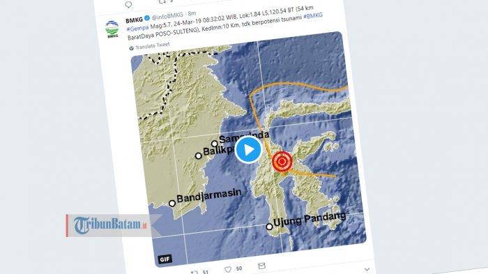 GEMPA HARI INI - Gempa 5.7 SR Guncang Poso Minggu (24/3) Jam 08.32 WIB, Berikut Info BMKG ...