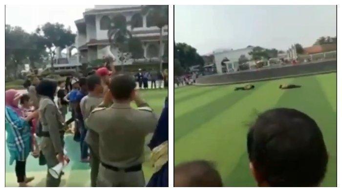 Viral di Medsos, Kedapatan Mesum di Alun-alun, Dua Remaja Dihukum Berguling-guling Oleh Satpol ...