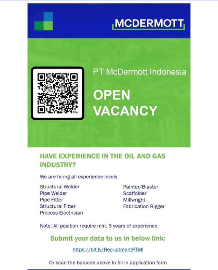 Lowongan Kerja Batam - PT McDermott Buka Loker Bagi yang Berpengalaman ...