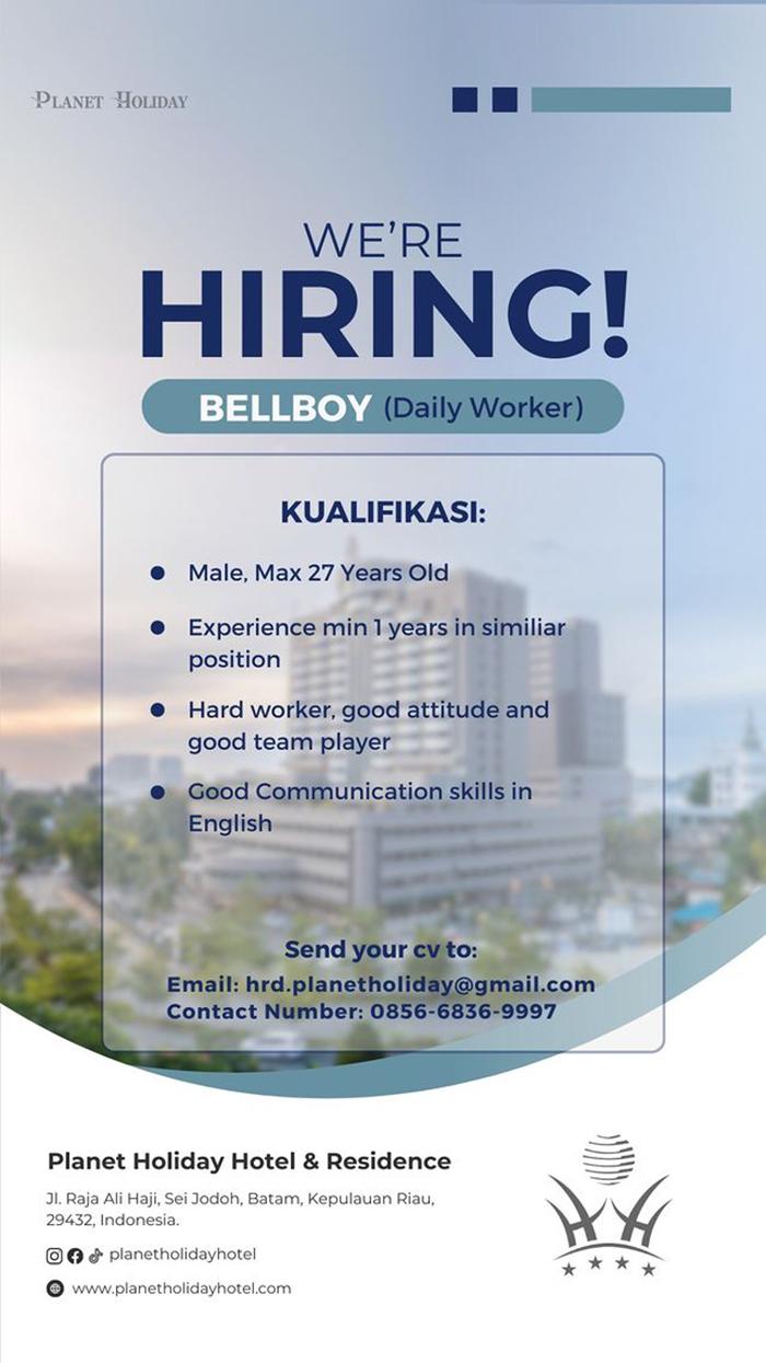 Lowongan Kerja Batam - Planet Holiday Hotel Buka Lowongan Kerja Bellboy ...