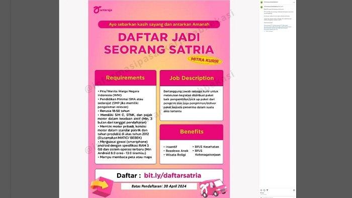 Lowongan Kerja Bekasi: PT Tri Adi Bersama atau Anteraja Tawarkan Posisi sebagai Mitra Sahabat ...