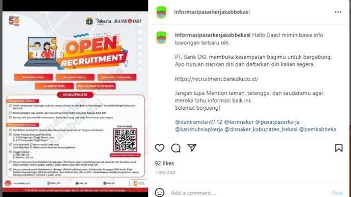Lowongan Kerja Bekasi: Bank DKI Tawarkan Posisi Frontliner bagi Lulusan D3 dan S1 - Tribunbekasi.com