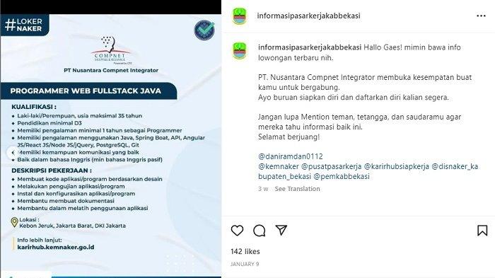 Lowongan Kerja Bekasi: PT Nusantara Compnet Integrator Tawarkan Posisi ...