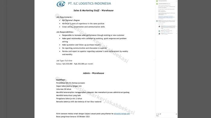 Lowongan Kerja Bekasi: PT ILC Logistics Indonesia Butuh Sales Marketing ...