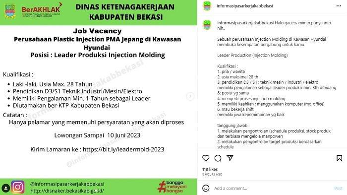 Lowongan Kerja Bekasi: Perusahaan Plastic Injection Butuh Leader ...