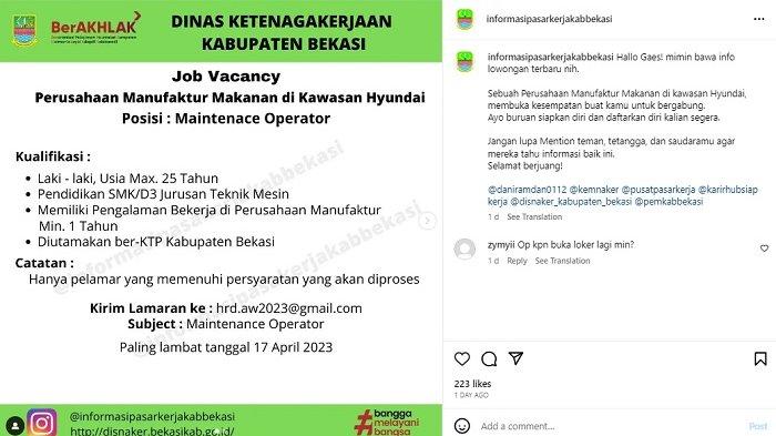 Lowongan Kerja Bekasi: Perusahaan Manufaktur Makanan Butuh Tenaga ...