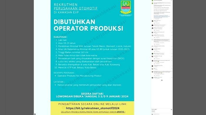 Lowongan Kerja Bekasi: Perusahaan Otomotif di Kawasan Industri EJIP ...