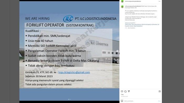 Lowongan Kerja Bekasi: PT ILC Logistics Indonesia Butuh Tenaga Operator ...