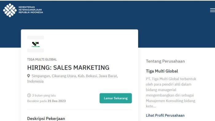 Lowongan Kerja Bekasi: PT Tiga Multi Global Butuh Tenaga Sales ...