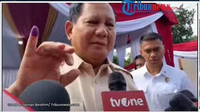 Presiden Prabowo Pamer Jari Ungu Setelah Gunakan Hak Pilihnya di TPS 08 Bojongkoneng Bogor ...