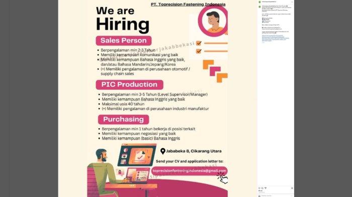 Lowongan Kerja Bekasi: PT Toprecision Fastening Indonesia Butuh Staf ...