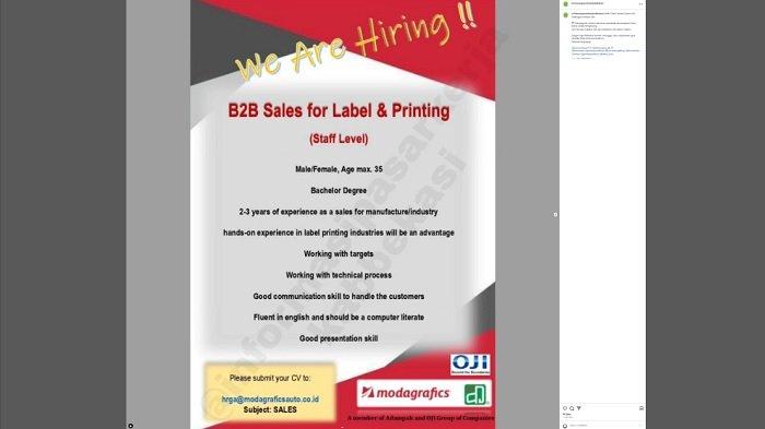 Lowongan Kerja Bekasi: PT Modagrafics Auto Indonesia Butuh Staf Sales ...