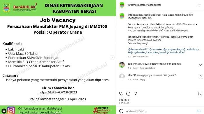 Lowongan Kerja Bekasi: Buruan, Perusahaan PMA Jepang Butuh Operator ...