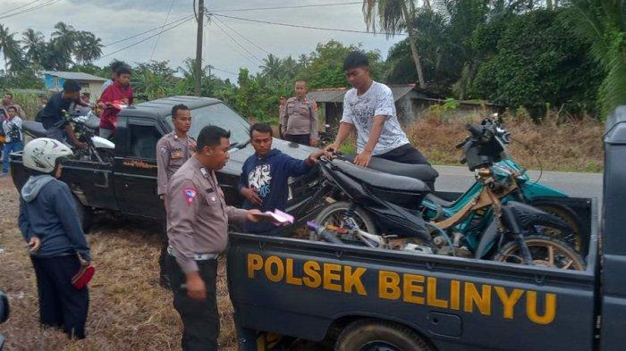 Membahayakan Masyarakat dan Pengguna Jalan, Jajaran Polsek Belinyu Amankan 10 Motor Balap Liar ...