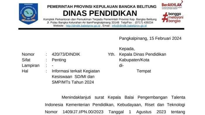 O2SN 2024 Babel Ditiadakan, Ketua PBSI Bangka Belitung Kecewa: Sama ...