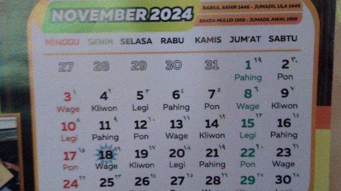 Kalender November 2024 Lengkap dengan Tanggal 14 November 2024 ...
