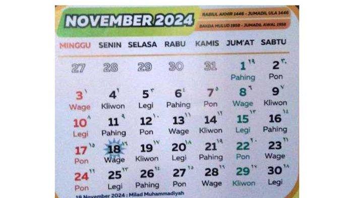 Kalender November 2024 Lengkap dengan Tanggal 29 November 2024 ...