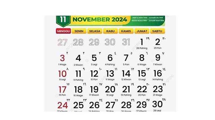 Kalender November 2024 Lengkap dengan Weton 21 November 2024 - Halaman ...
