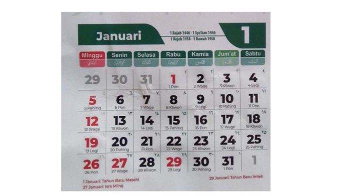 Kalender Januari 2025 Lengkap Libur Nasional Awal Tahun, Simak Waktu ...