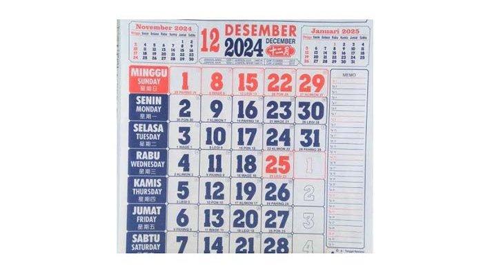 Kalender Desember 2024 Lengkap dengan Weton Jawa 12 Desember 2024 - Halaman all - Posbelitung.co
