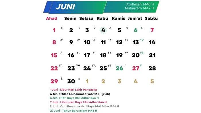 27 Juni 2025 Hari Apa? Simak Sisa Libur Nasional Kalender Juni 2025 ...