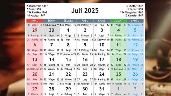 Kalender 2025 Lengkap dengan Weton 8 Juli 2025 Hari Apa? Cek Neptu dan Wuku - Halaman all ...