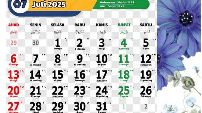 Kalender Juli 2025 Lengkap dengan Tanggal Merah Hari Libur, Ada Hari ...