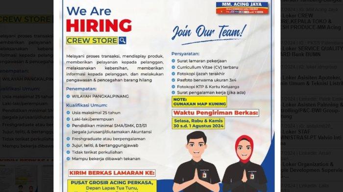Lowongan Kerja di Pangkalpinang, MM. Acing Jaya untuk Posisi Crew Store ...
