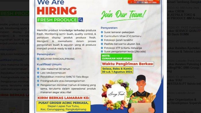 Lowongan Kerja di Pangkalpinang untuk Lulusan SMK Tata Boga, MM. Acing ...