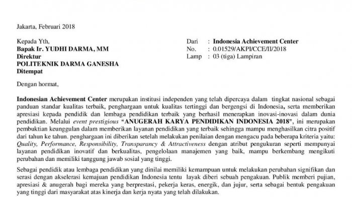 Poltek Darma Ganesha Raih Kepercayaan Pemerintah Pusat - Posbelitung.co