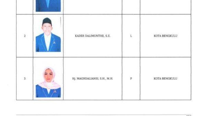 Daftar Caleg Partai Demokrat untuk DPRD Provinsi Bengkulu Pemilu 2024 - Tribunbengkulu.com